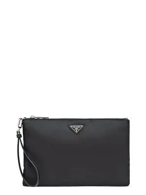 Prada Re-nylon And Saffiano Leather Pouch - Black