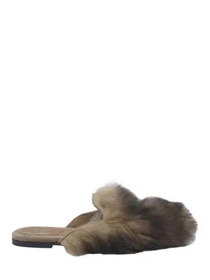 Dolce & Gabbana Shearling And Suede Slippers - Brown