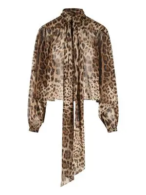 Dolce & Gabbana Leopard Print Silk Shirt - Brown