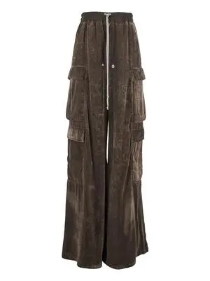 Rick Owens Cargo Belas' Brown Cargo Pants With Drawstring Waist And Cargo Pockets In Velvet - Multicolor