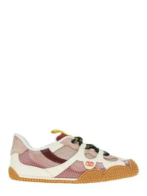 Valentino Garavani Amphibia Fabric And Leather Sneakers - Pink