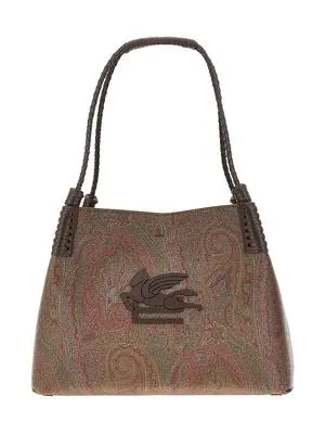 Etro Small 'libra' Paisley Shopping Bag - Brown
