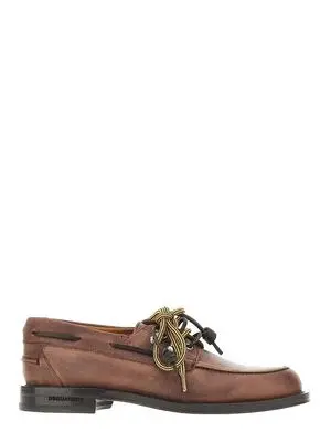 Dsquared2 Leather Boat Shoes - Brown