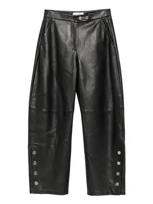Sportmax Leather Palazzo Pants - Black