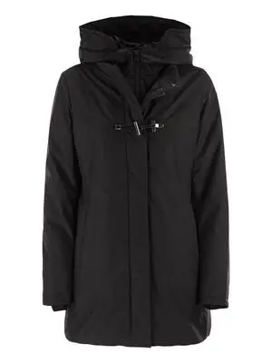 FAY Technical Gabardine Toggle Coat - Black