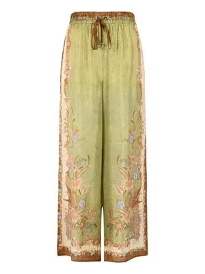 Zimmermann Silk Wide Leg Pants - Green