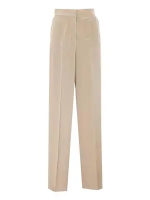 Max Mara MAX MARA Silk Straight-Leg Trousers Cream