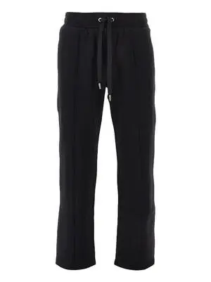 Dolce & Gabbana French Terry Pants With Logo Plate - Black
