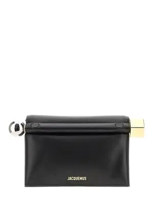 Jacquemus Nappa Leather 'rond Carré Clutch - Black