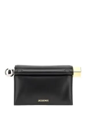 Jacquemus Nappa Leather Rond Carré Clutch - Black