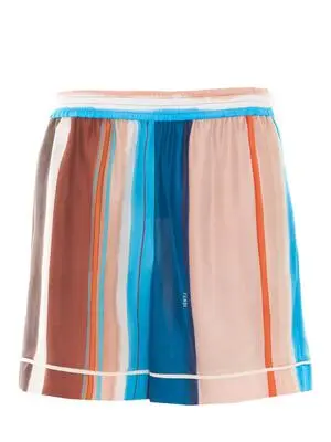Fendi Logo Shorts With Venetian Stripes Motif - Multicolor