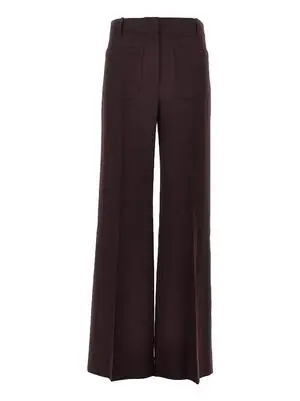 Victoria Beckham Alina Wool Flannel Pants - Red