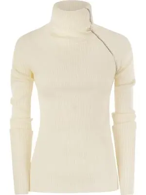 Sportmax Pinna High-neck Jumper With Zip - White