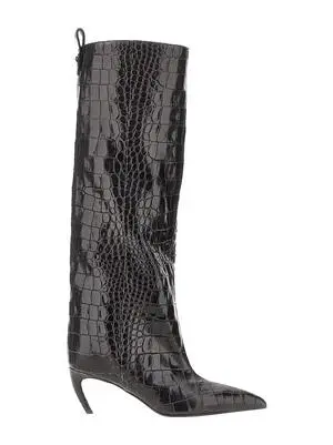 Attico Croco-embossed Leather Boots - Brown