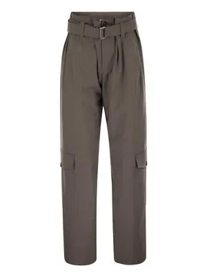 Brunello Cucinelli Tropical Luxury Wool Utility Trousers - Multicolor