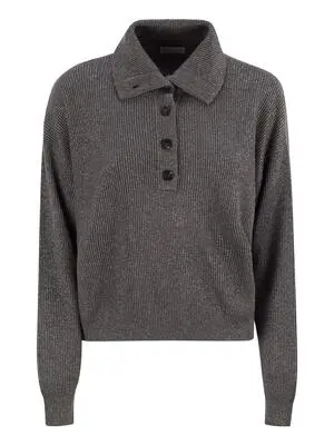 Brunello Cucinelli Brunello Cucinelli Women Cotton And Viscose Rib Knit High Collar Multicolor