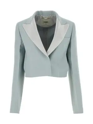 Fendi Powder Wool Blend Blazer - Blue