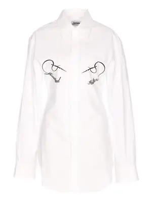 JEAN PAUL GAULTIER Graphic Print Cotton Blend Shirt - White