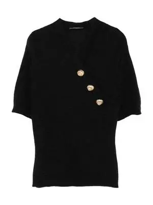 Balmain Top With Embossed Buttoning - Black