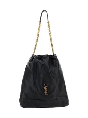 Saint Laurent Crossbody Bag 'jamie' With Two Top Handles With Chain And Cassandre Plate On The Front In Black Leather For - Multicolor