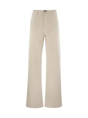 FAY FAY Stretch Cotton Drill 5-Pocket Trousers Cream