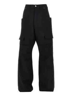 Rick Owens Wool Canvas 'stefan' Cargo Pants - Black