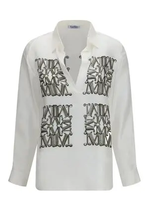 Max Mara Max Mara Printed Silk Twill Shirt White