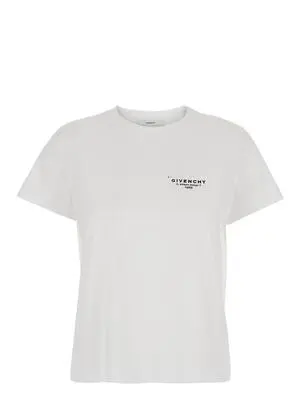 Givenchy Crewneck T-shirt With Logo Lettering On Front And Rear In Cotton - White