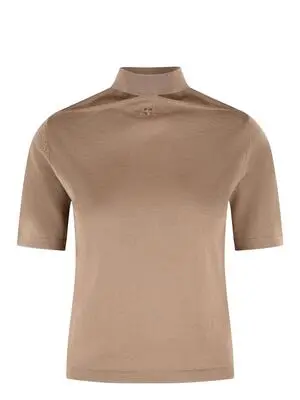 COURREGES Merino Wool Turtleneck Sweater - Brown