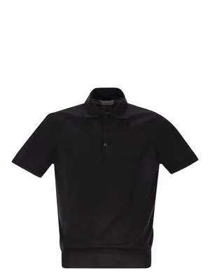 Brunello Cucinelli Lightweight Cotton Knit Polo Shirt - Black