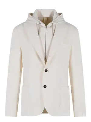 Eleventy ELEVENTY Wool Hooded Blazer Cream