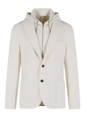 Eleventy Wool Hooded Blazer - Cream