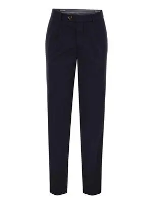 Brunello Cucinelli BRUNELLO CUCINELLI American Pima Comfort Cotton Pleated Trousers Blue