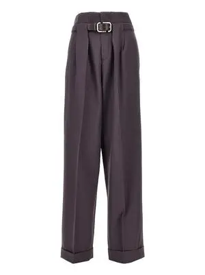 Attico Gabardine Pants With Belt - Purple