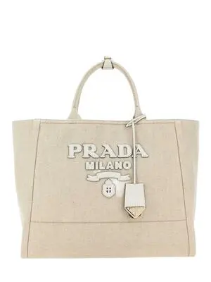 Prada Canvas Shopping Bag - Brown