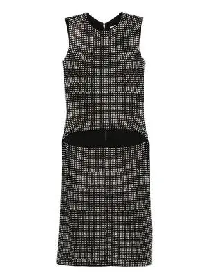 Alexander Wang Crystal Embellished Sleeveless Asymmetric Longline Top - Black