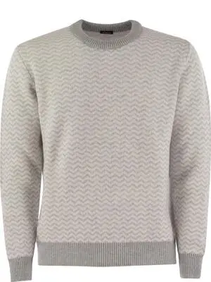 Kiton Cashmere Chevron Crew Neck Jumper - Multicolor