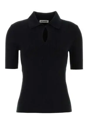 JIL SANDER Wool Polo Shirt - Black