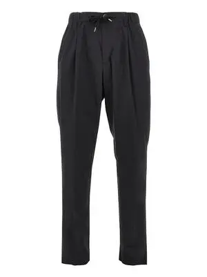 Herno Technical Poplin Pants With Drawstring - Black