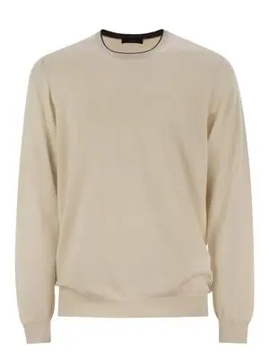 FAY Cotton Crew-neck Jumper - Cream