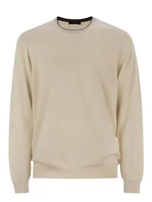 FAY Cotton Crew-neck Jumper - Cream