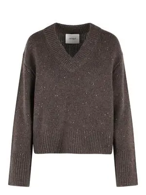 LISA YANG Anella Sparkly' Cocoa Cashmere Sweater - Brown