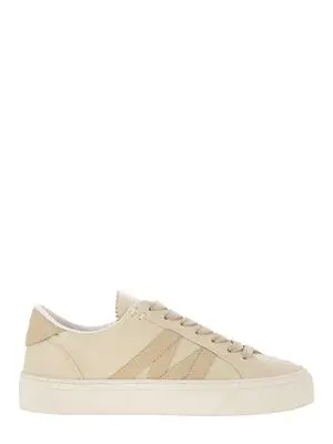 Moncler Monaco 2 Leather Trainer - Cream