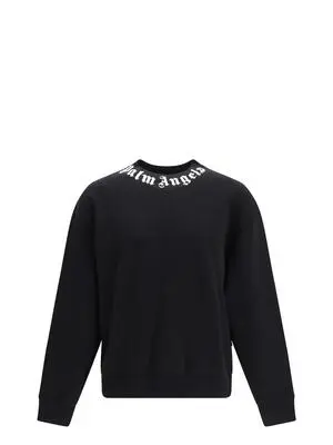 Palm Angels Logo Cotton Crewneck Sweatshirt - Black