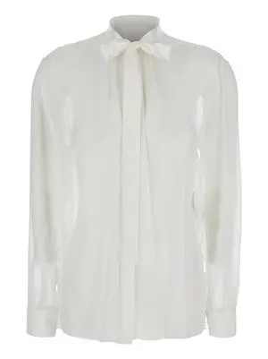 Dolce & Gabbana Silk Pussy-bow Shirt - Multicolor