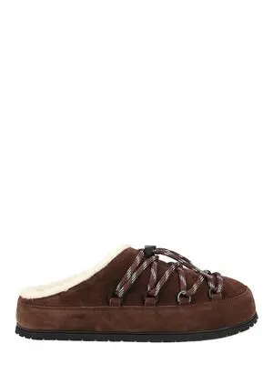 Prada PRADA Calf Suede Shearling-Lined Shoes Brown