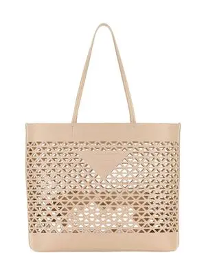 Prada Sand Leather Shopping Bag - Brown