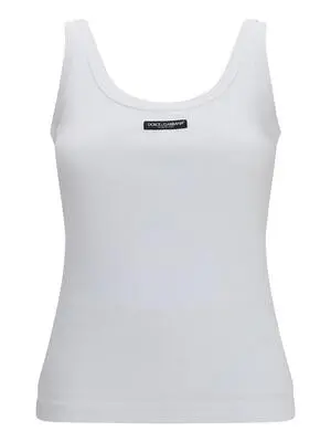 Dolce & Gabbana Ribbed Logo Tank Top - White