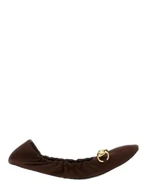 Gucci Prima Suede Ballet Flats With Horsebit Detail - Brown
