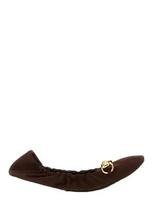 Gucci Prima Suede Ballet Flats With Horsebit Detail - Brown